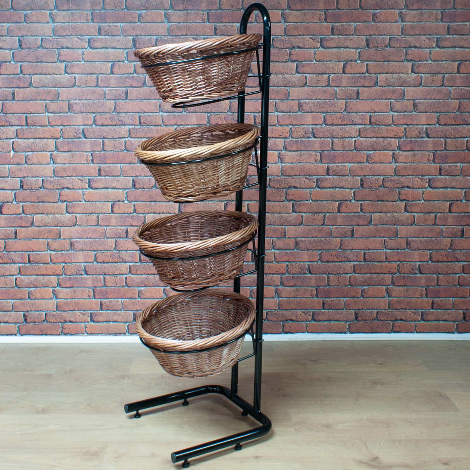 Basket Stand - 4 Tier Wicker Basket Display for Bread, Crisps, Snacks (DA1)