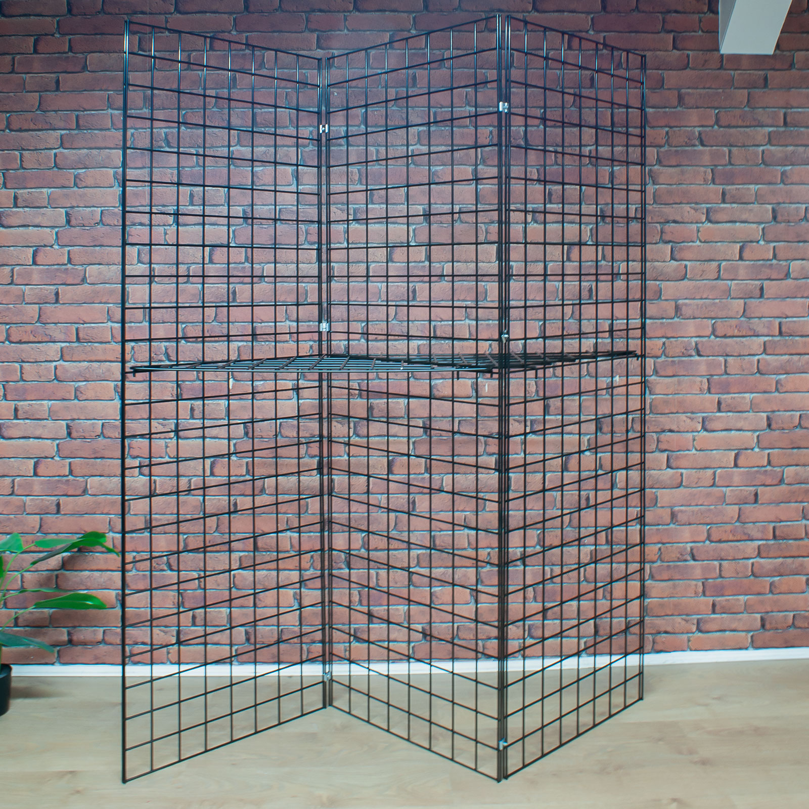 Grid Panel - 3 Panel Zig Zag Freestanding Shelving Display in Black ...