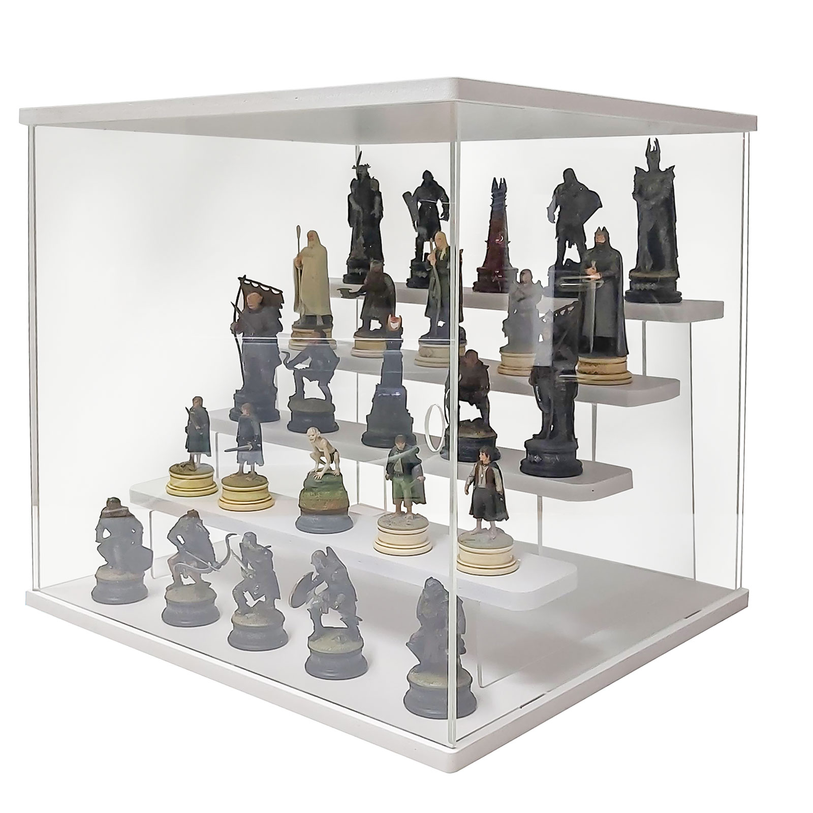 Acrylic Display Cabinet with 4 Tier Step Plinth in White (G700)